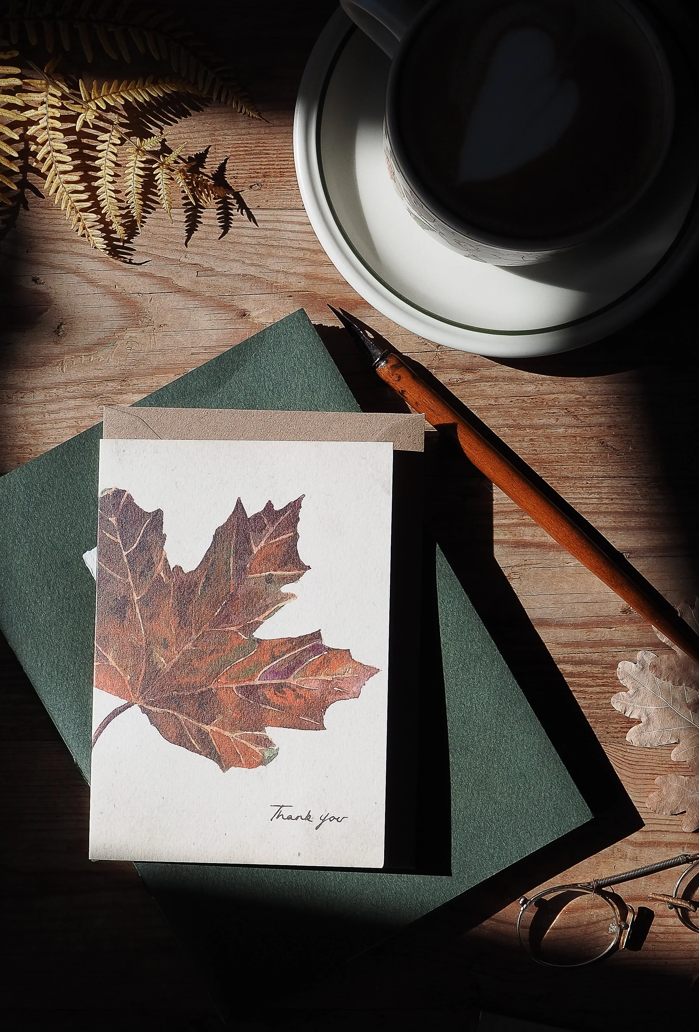 Autumn Collecting Conkers Vintage Finish Greetings Card — Brooke Marie