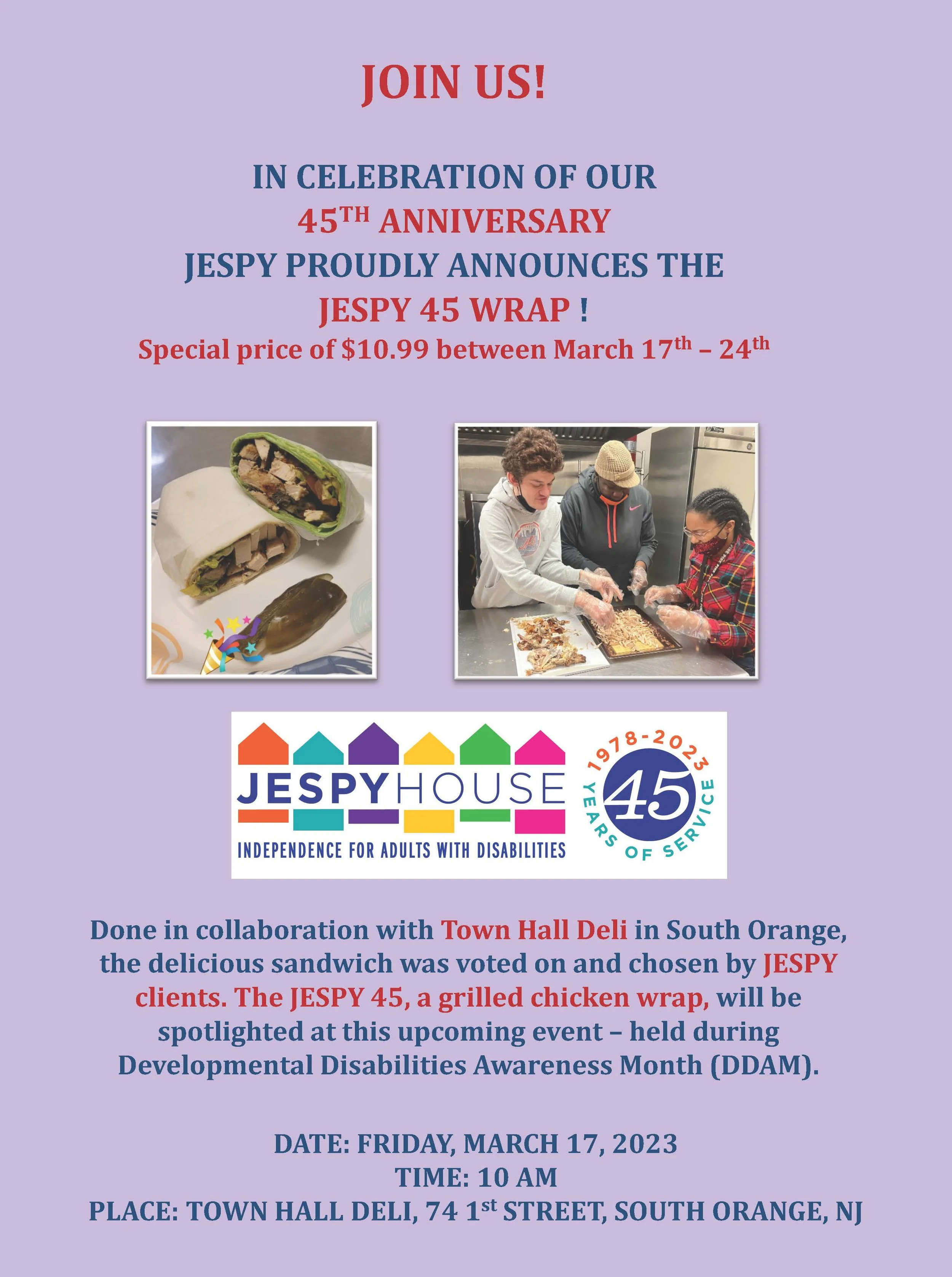 JESPY 45 Wrap: Limited Time Only at Town Hall Deli — South Orange Downtown