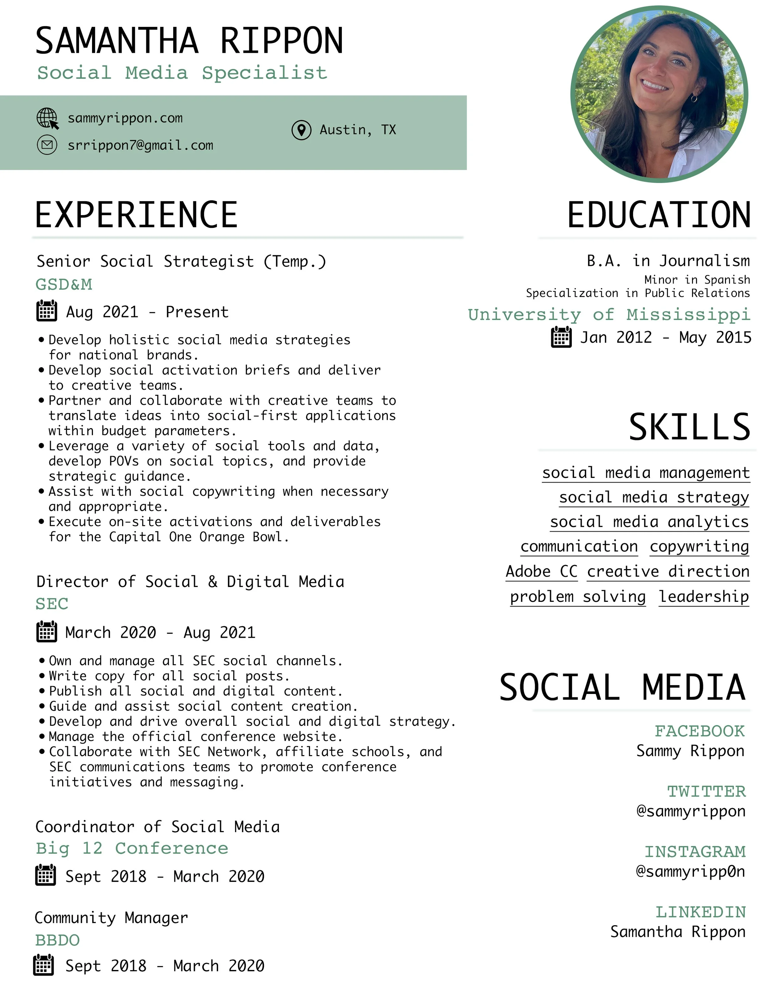 Resume — Sammy Rippon