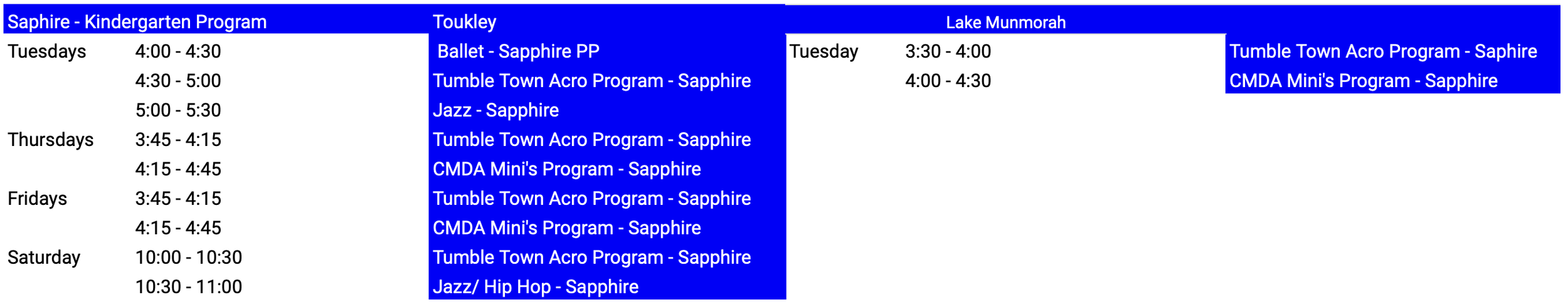 Sapphire - Kindergarten Program — Cathy Makin Dance Academy