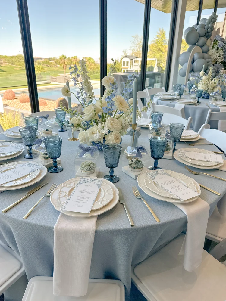 Elegant All-Blue Baby Shower: Baby Boy in Bloom Celebration Ideas ...