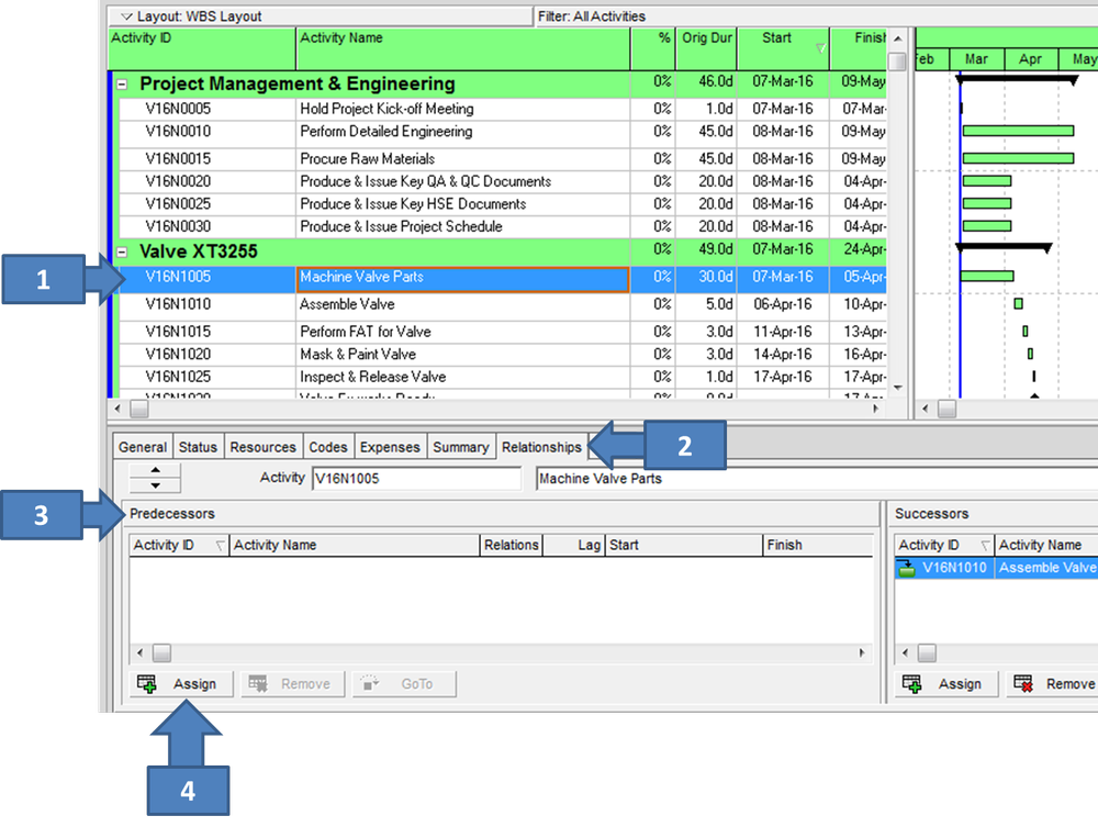 Assign multiple predecessors or successors to multiple P6 activities at ...