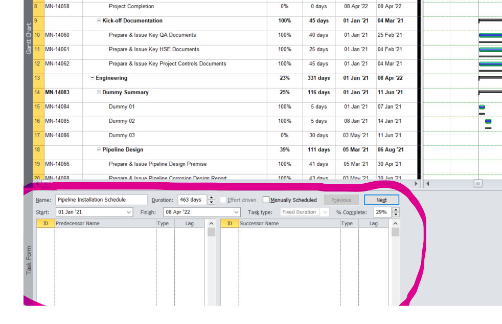 Assign Actual Dates in Microsoft Project using Task Details Form