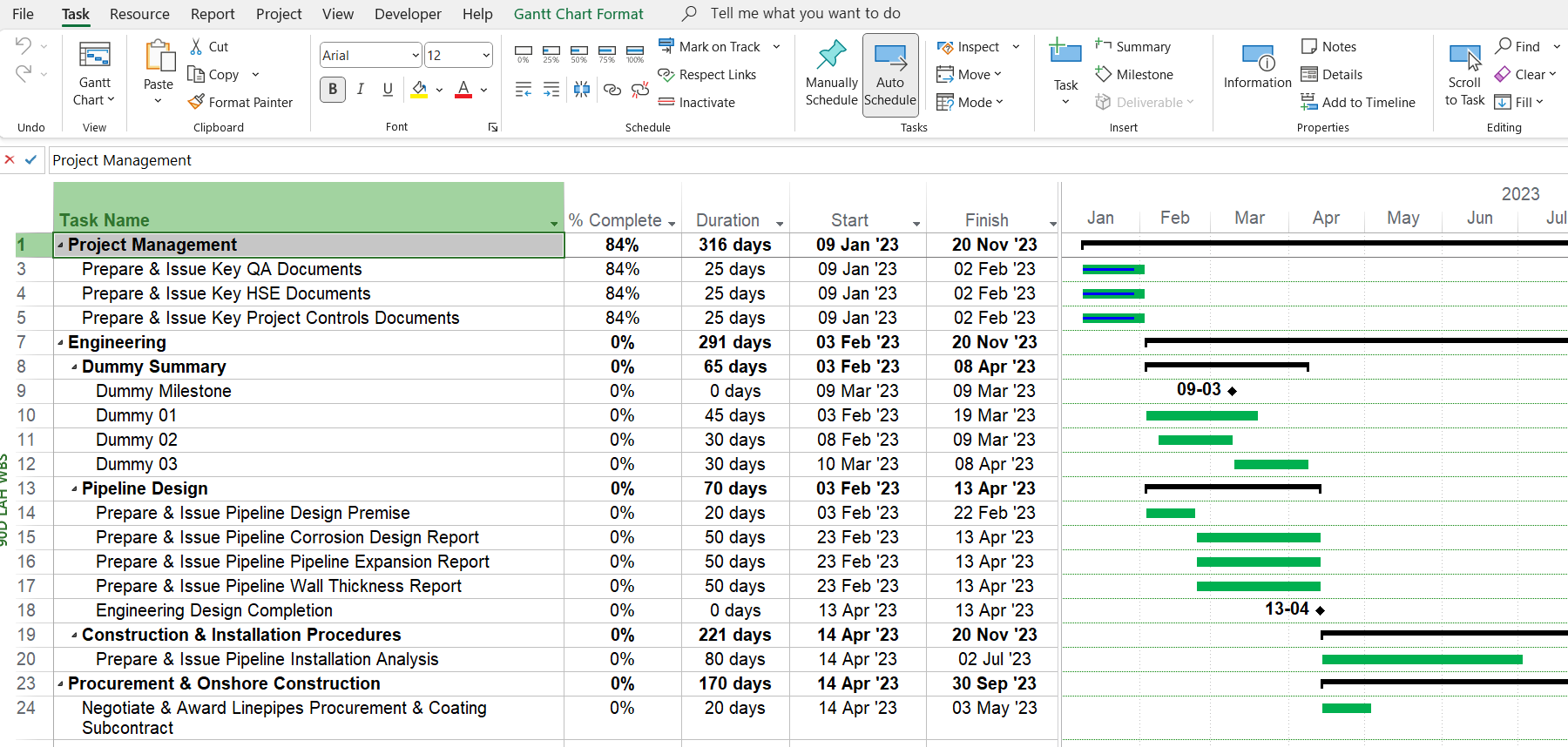 Microsoft Project Lookahead Schedule: Group Tasks by Dates