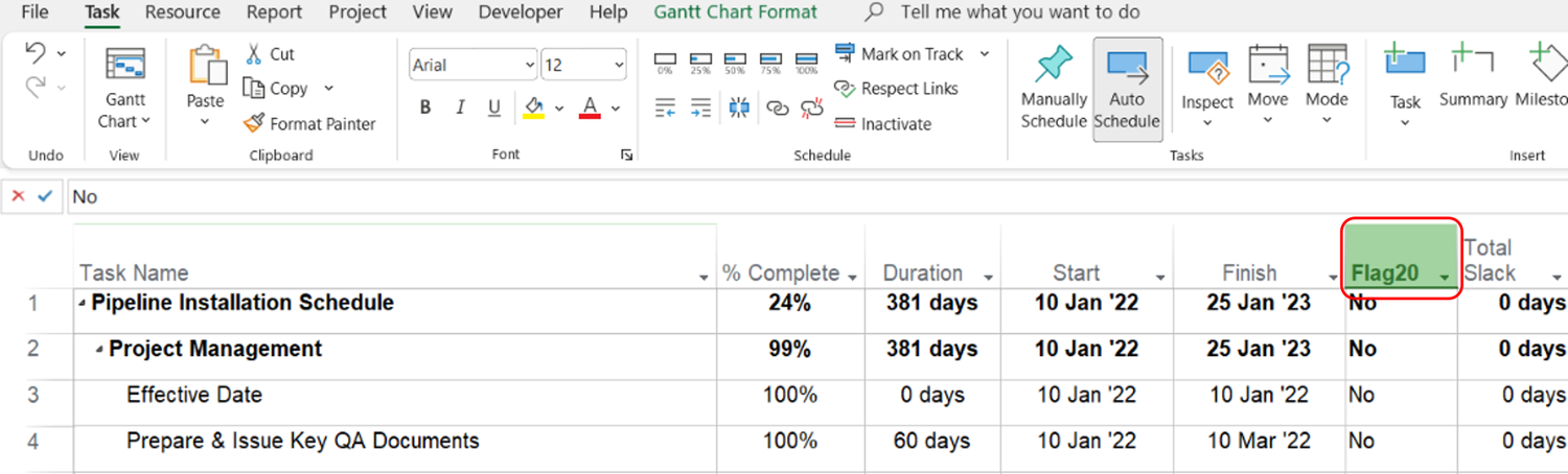 How to create a rolling date Lookahead Filter in Microsoft Project