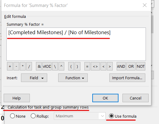 Display summary task percent complete when all subtasks are milestones ...