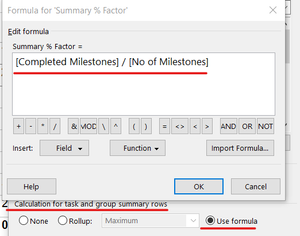 Display summary task percent complete when all subtasks are milestones ...