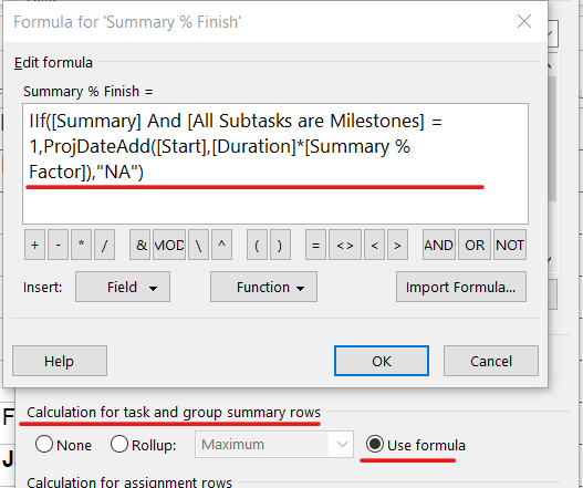 Display summary task percent complete when all subtasks are milestones ...