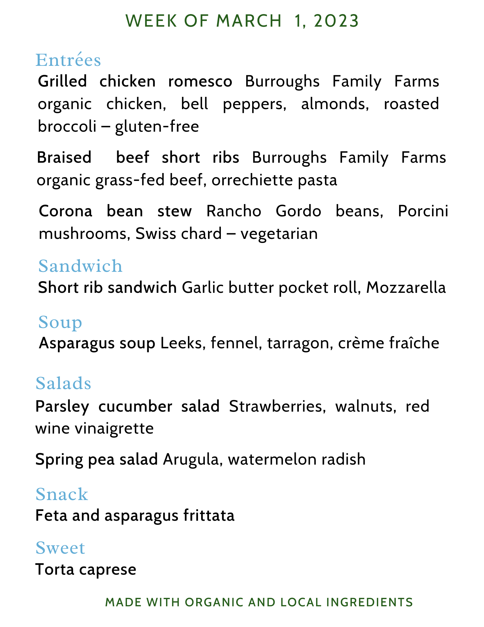 Menu for March 1 — The Table Catering