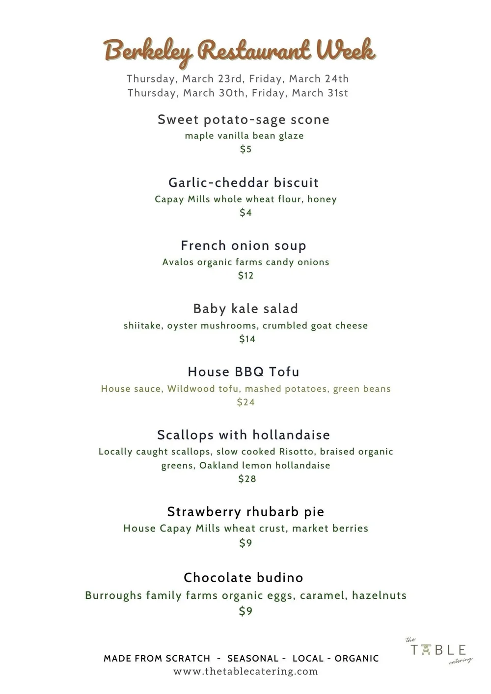 Menu Blog — The Table Catering