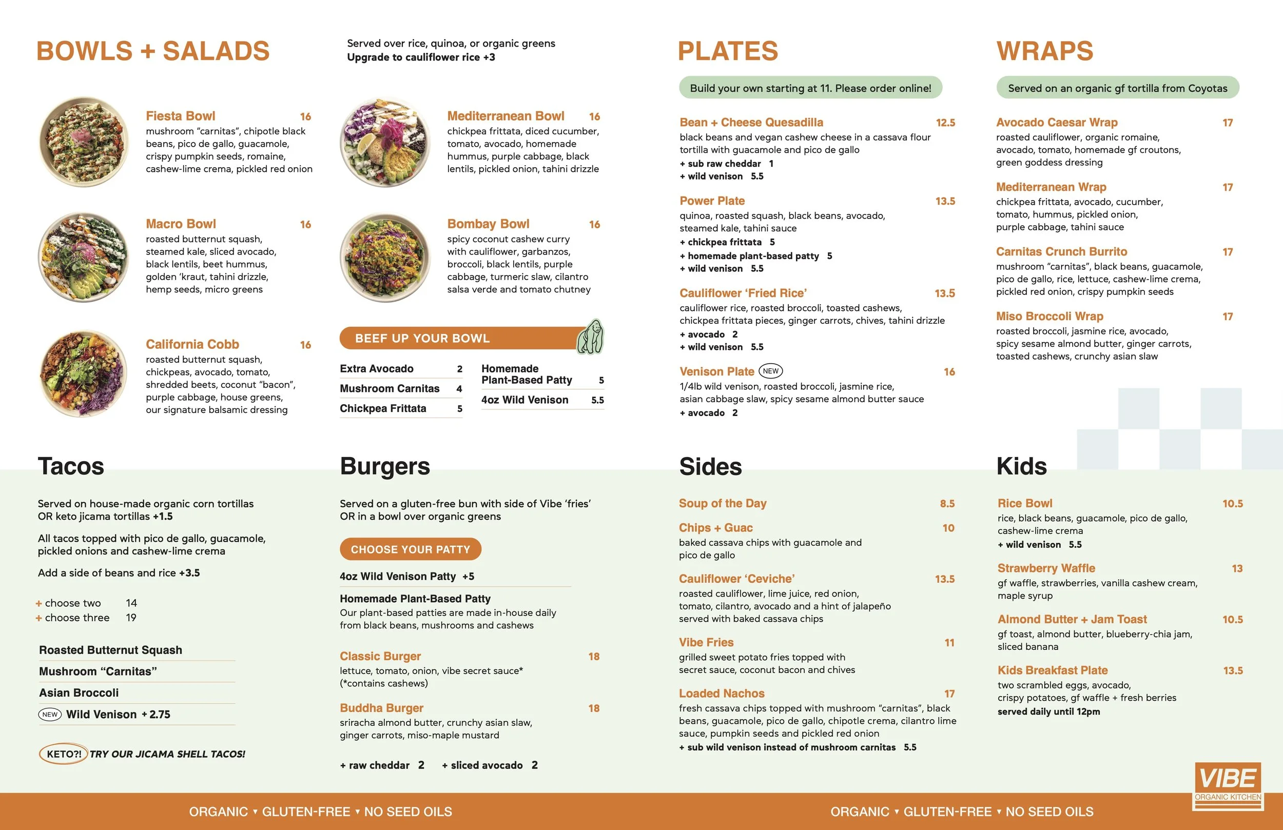 Menu — Vibe Organic Kitchen & Juice