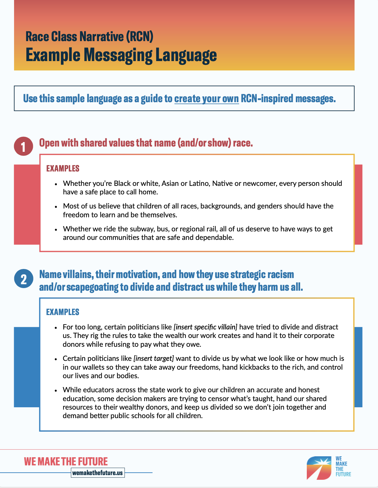 Race Class Narrative Example Language — We Make The Future Action