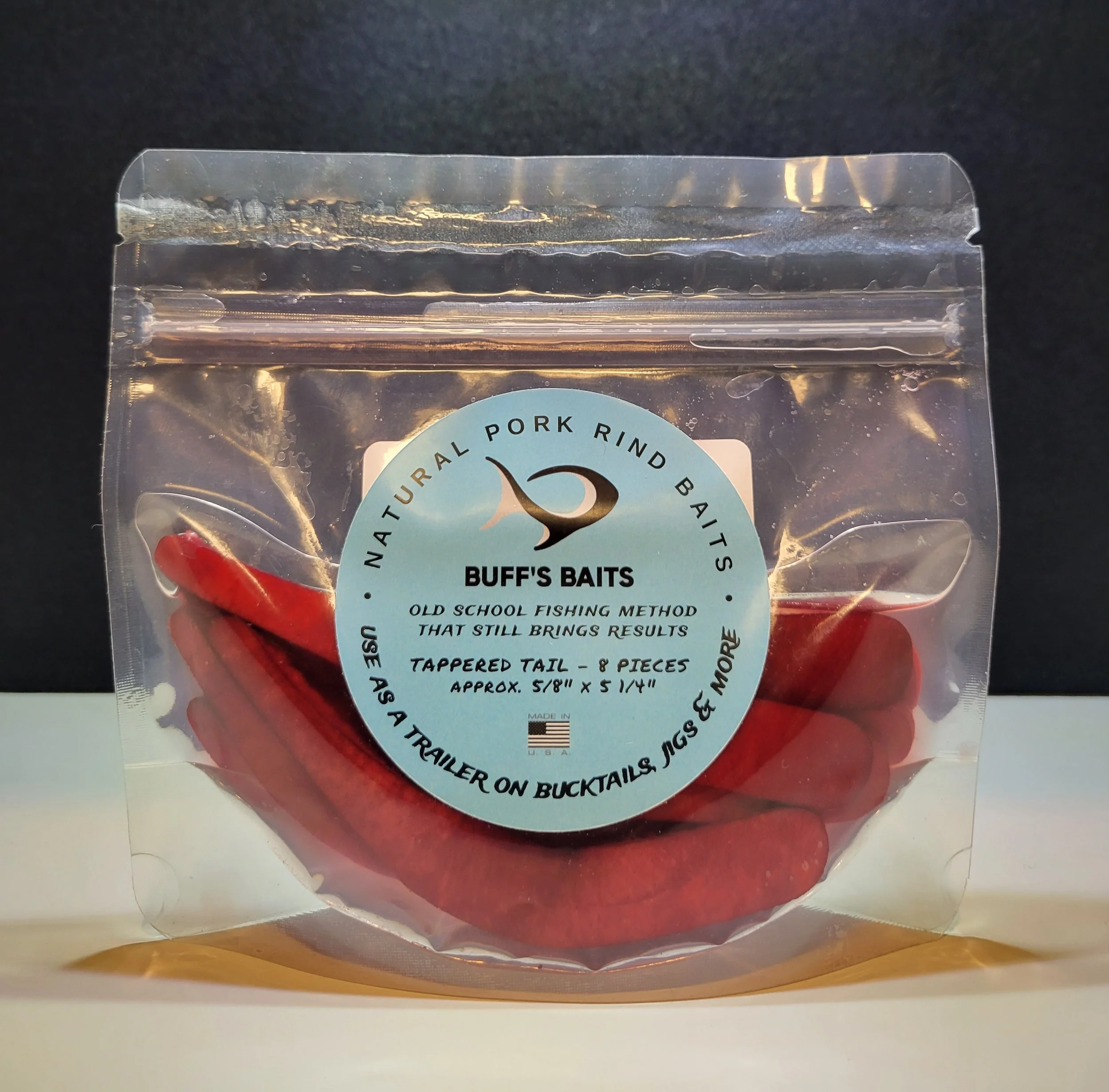 Buff's Baits Tapered Tail Pork Rind Trailer — Shop The Surfcaster