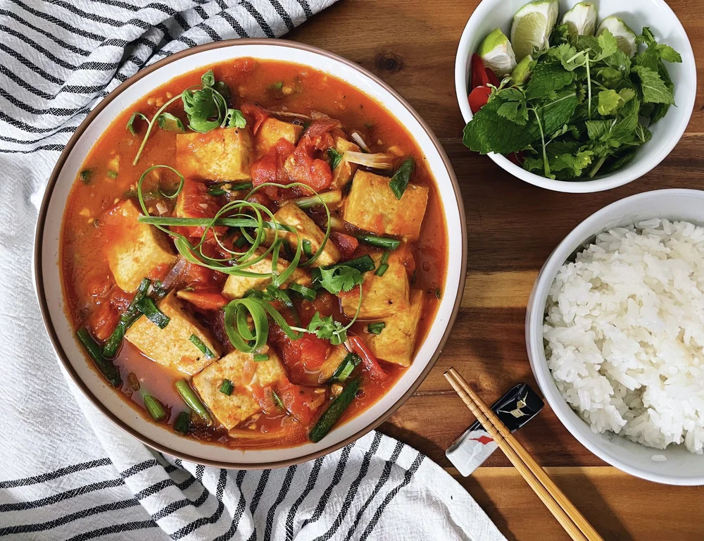 Vietnamese Fried Tofu With Tomato- “Dau Sot Ca Chua” Recipe — WHISKEY ...
