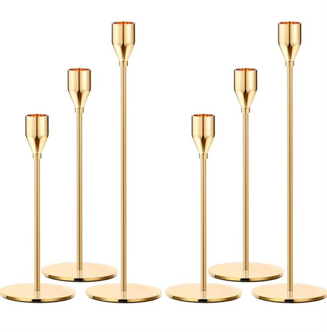 Gold Metallic Candle Holders Farm to Fingers