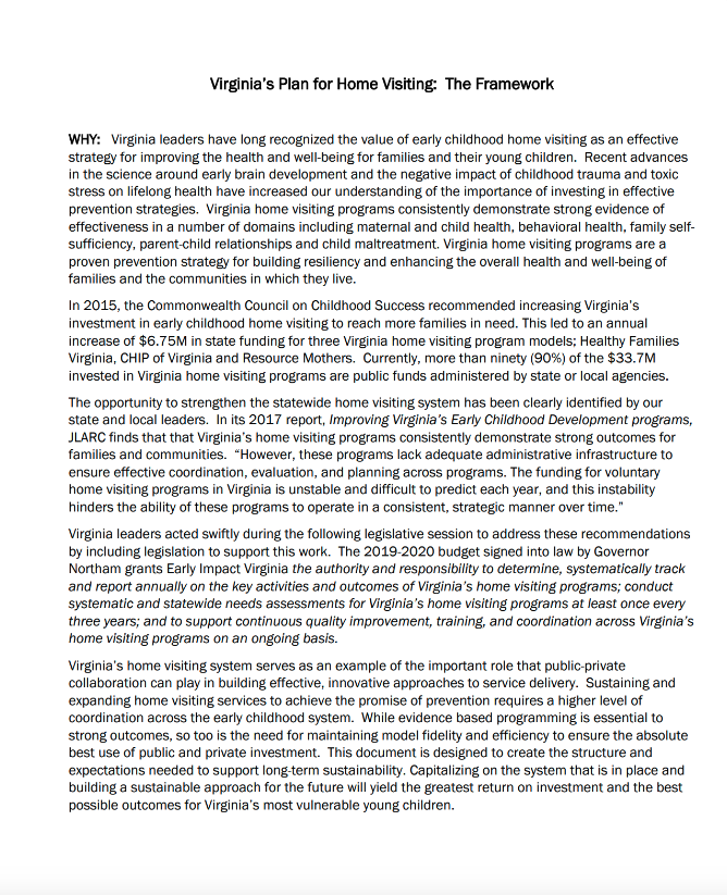 Home Visiting in Virginia — Early Impact Virginia