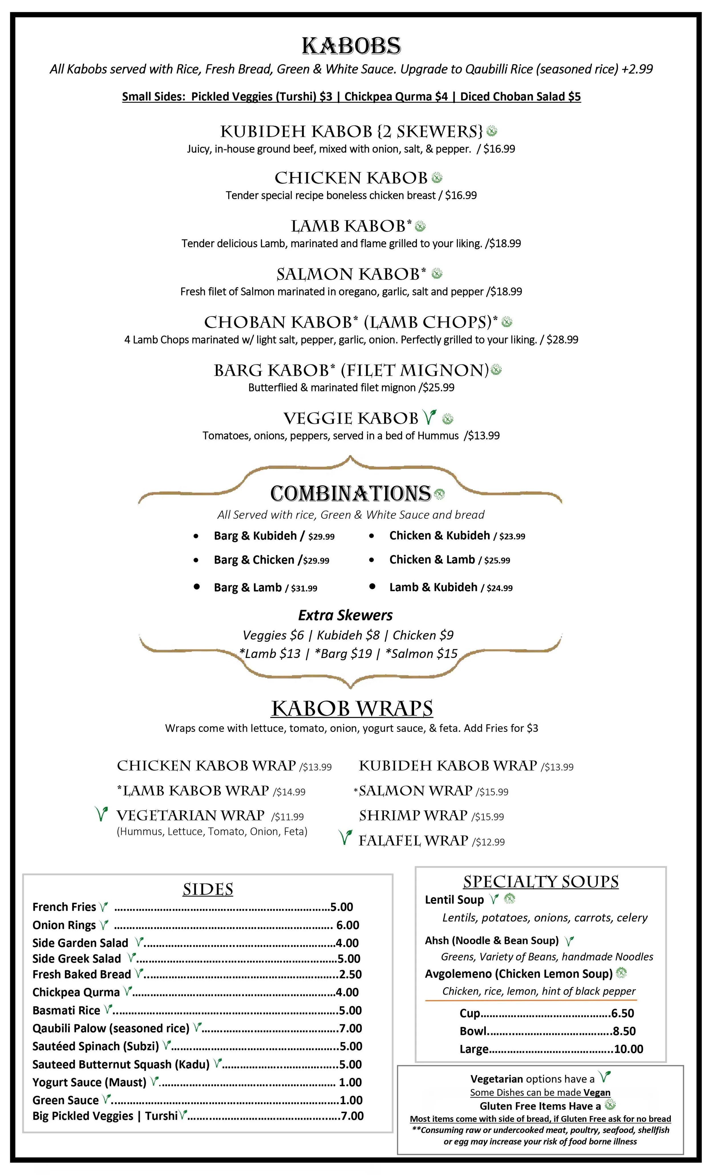 Menu — MAZADAR Restaurant