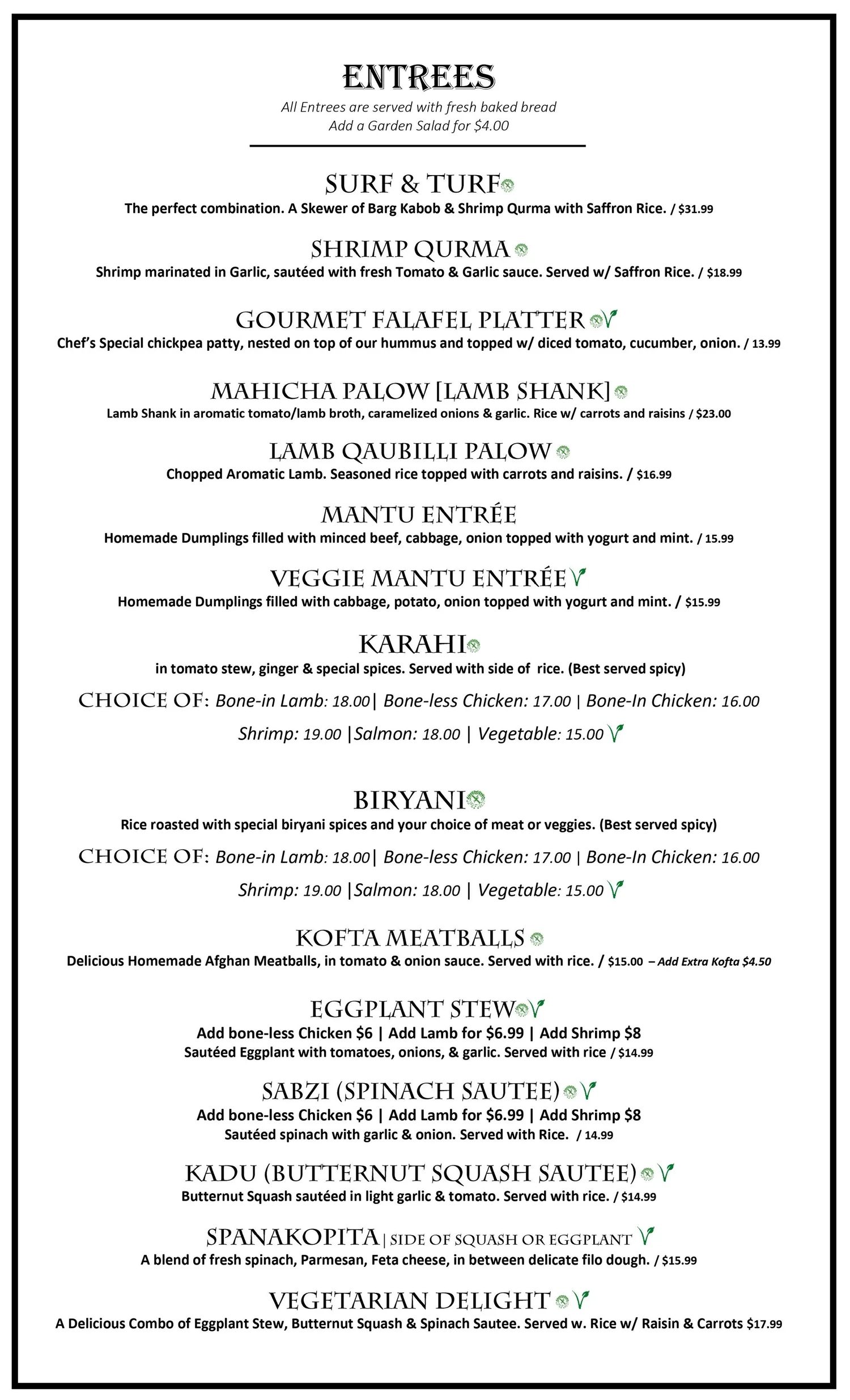 Menu — MAZADAR Restaurant