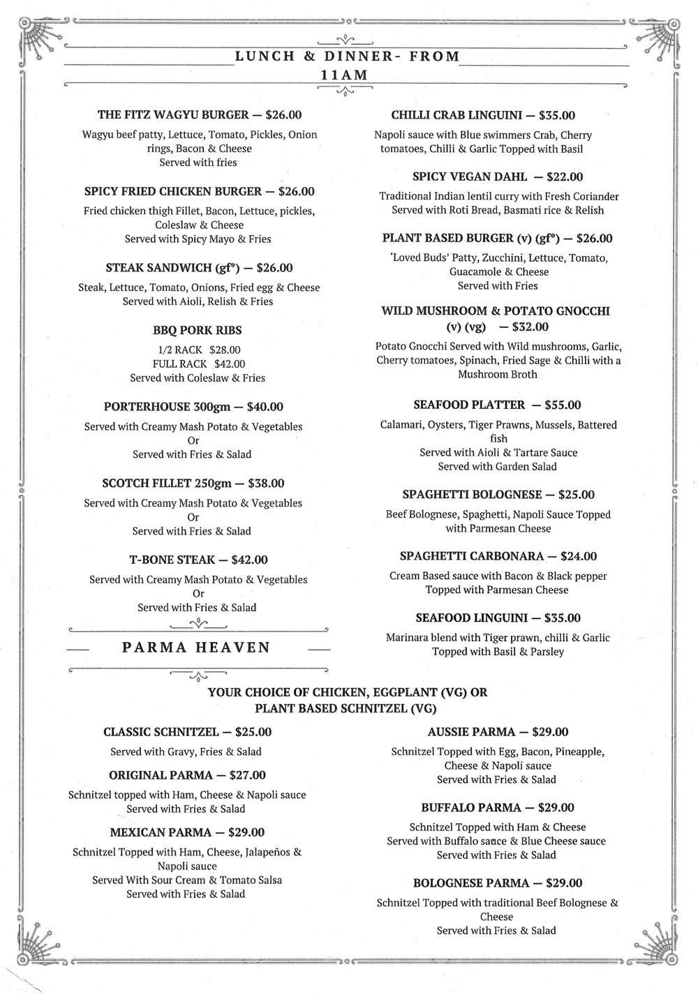 Menu 1 — The Fitz Cafe & Rooftop