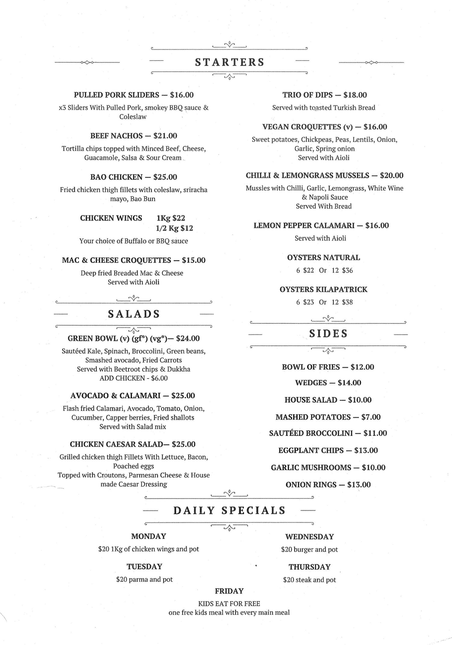 Menu 1 — The Fitz Cafe & Rooftop