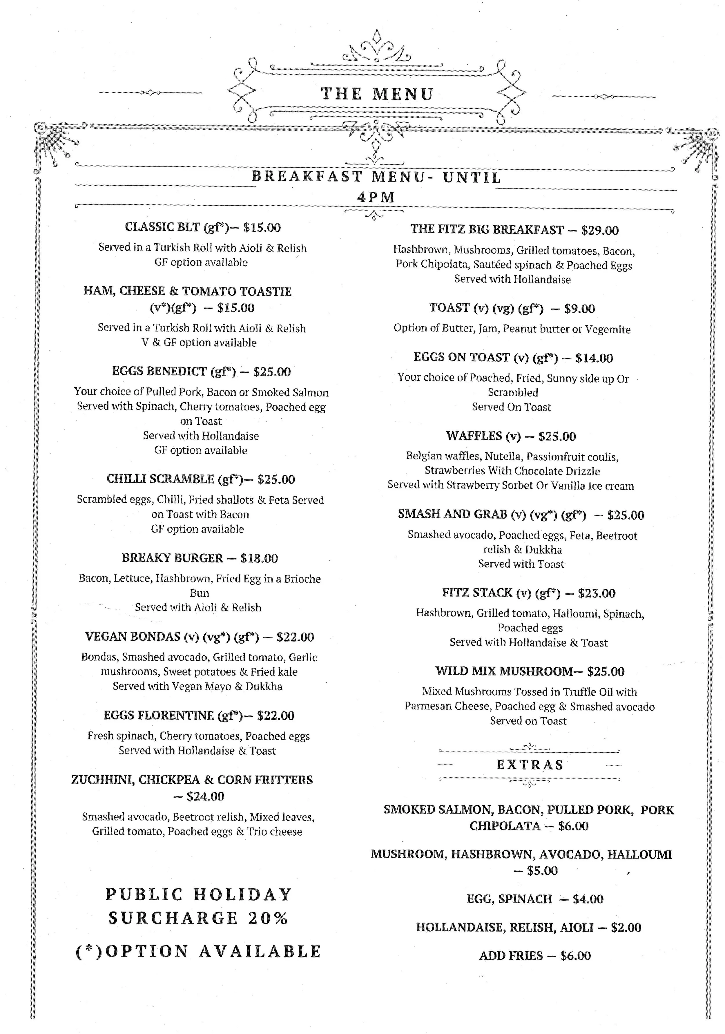 Menu 1 — The Fitz Cafe & Rooftop