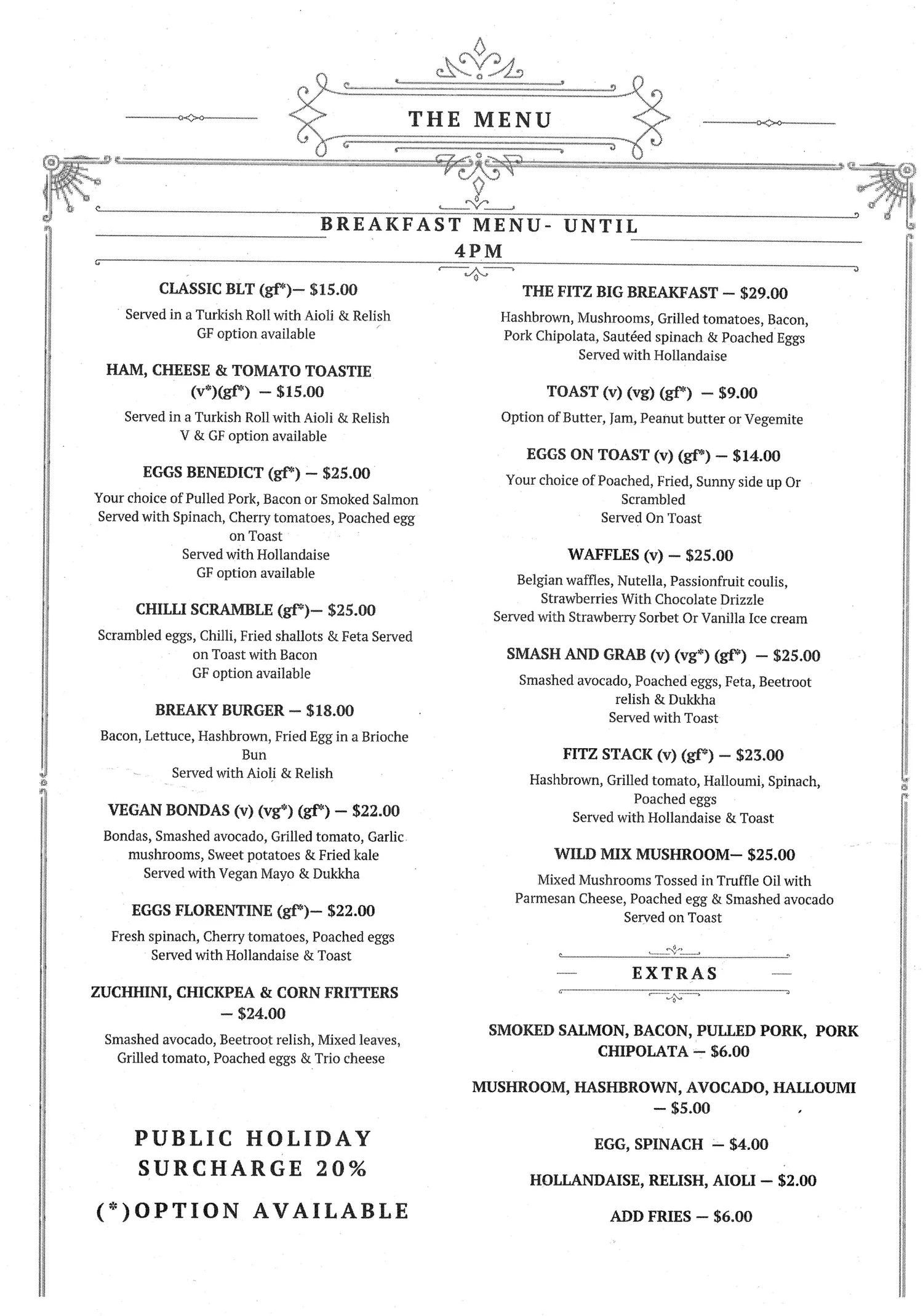 Menu 1 — The Fitz Cafe & Rooftop