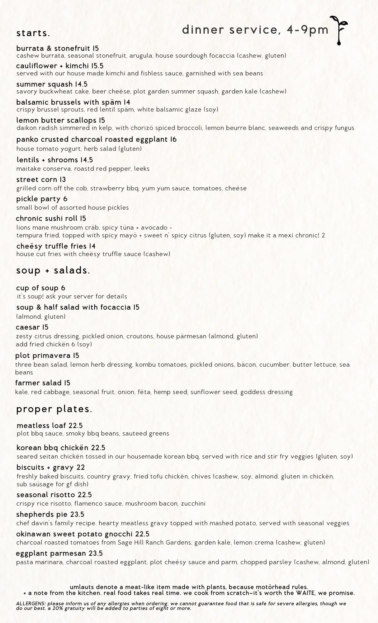 The Plot Oceanside | Best Vegan Restaurant Menu — theplot