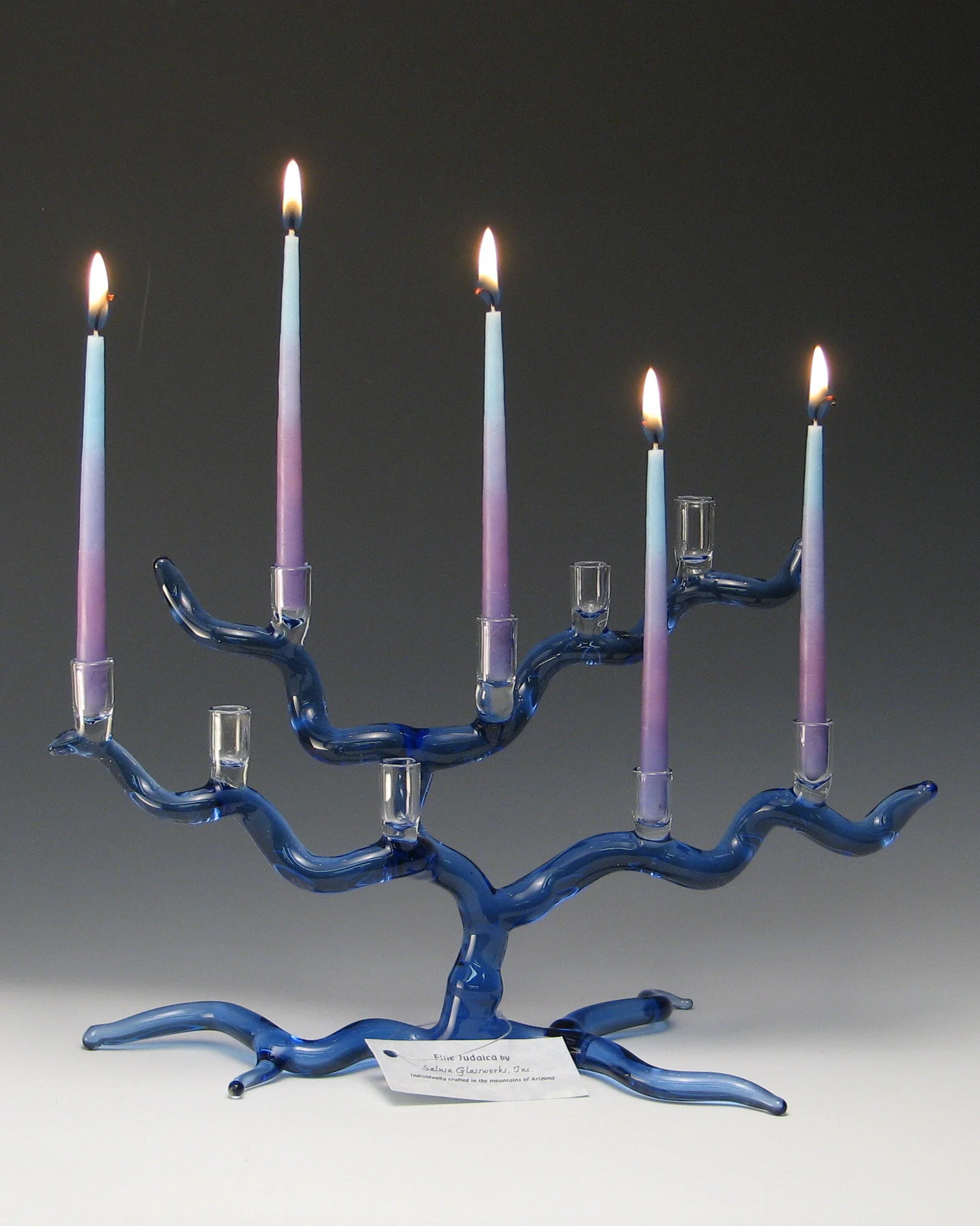 Wide Tree of Life Chanukah Menorah — Salusa Glassworks, Inc.