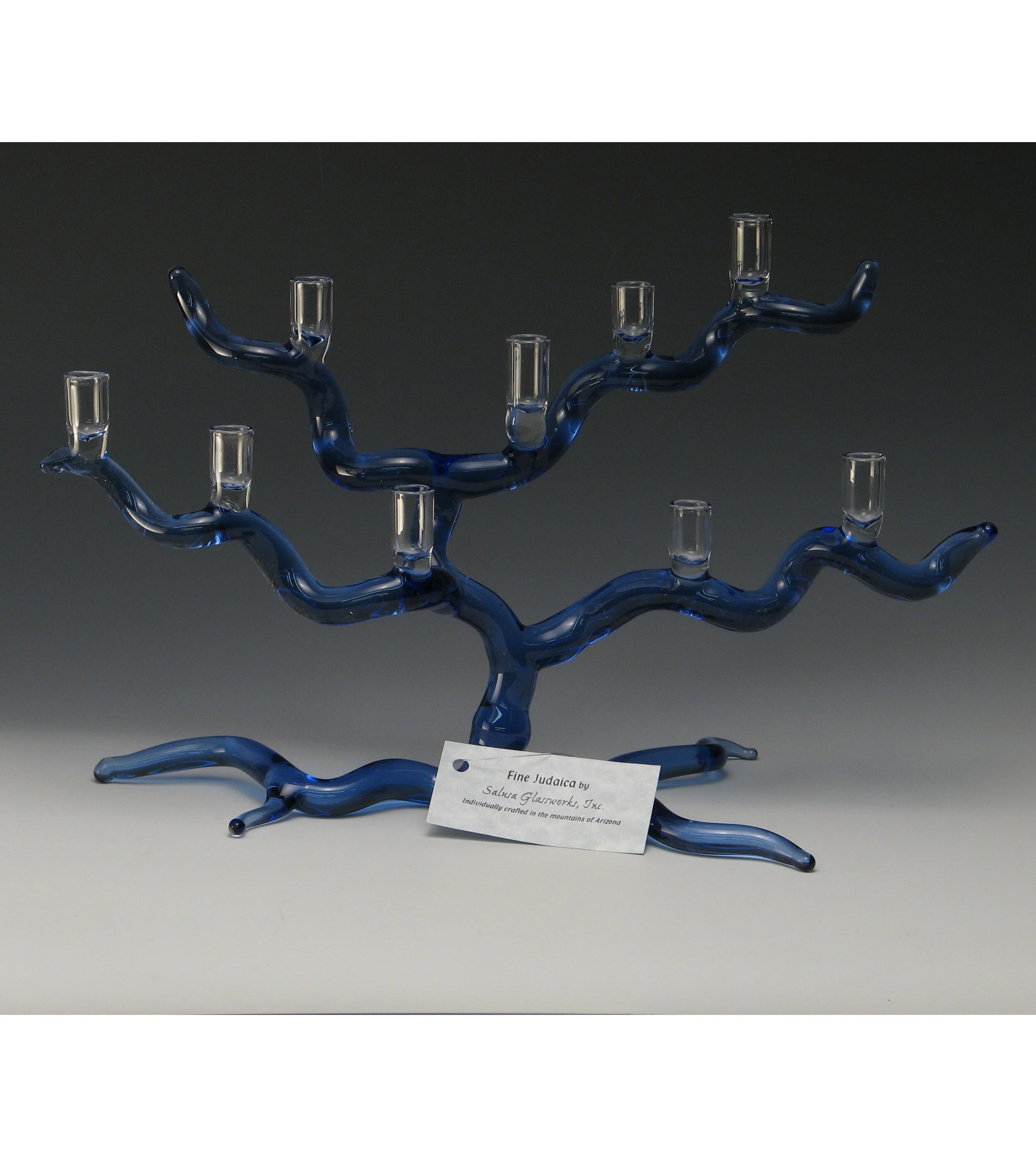 Wide Tree of Life Chanukah Menorah — Salusa Glassworks, Inc.