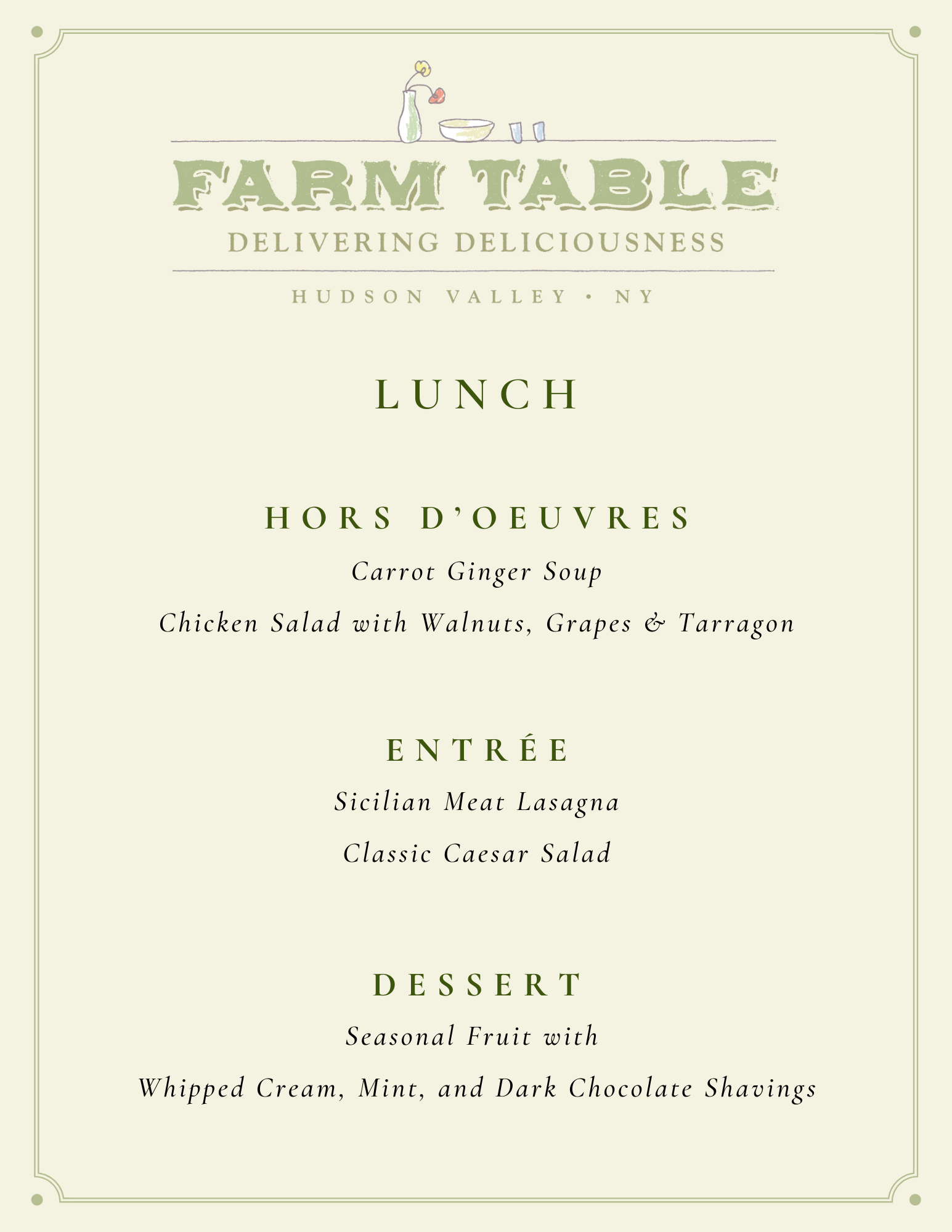 Seasonal Menu — Farm Table