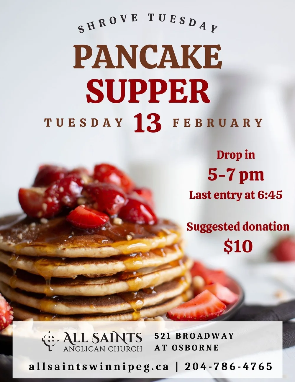 Shrove Tuesday Pancake Supper — All Saints Anglican Church Winnipeg