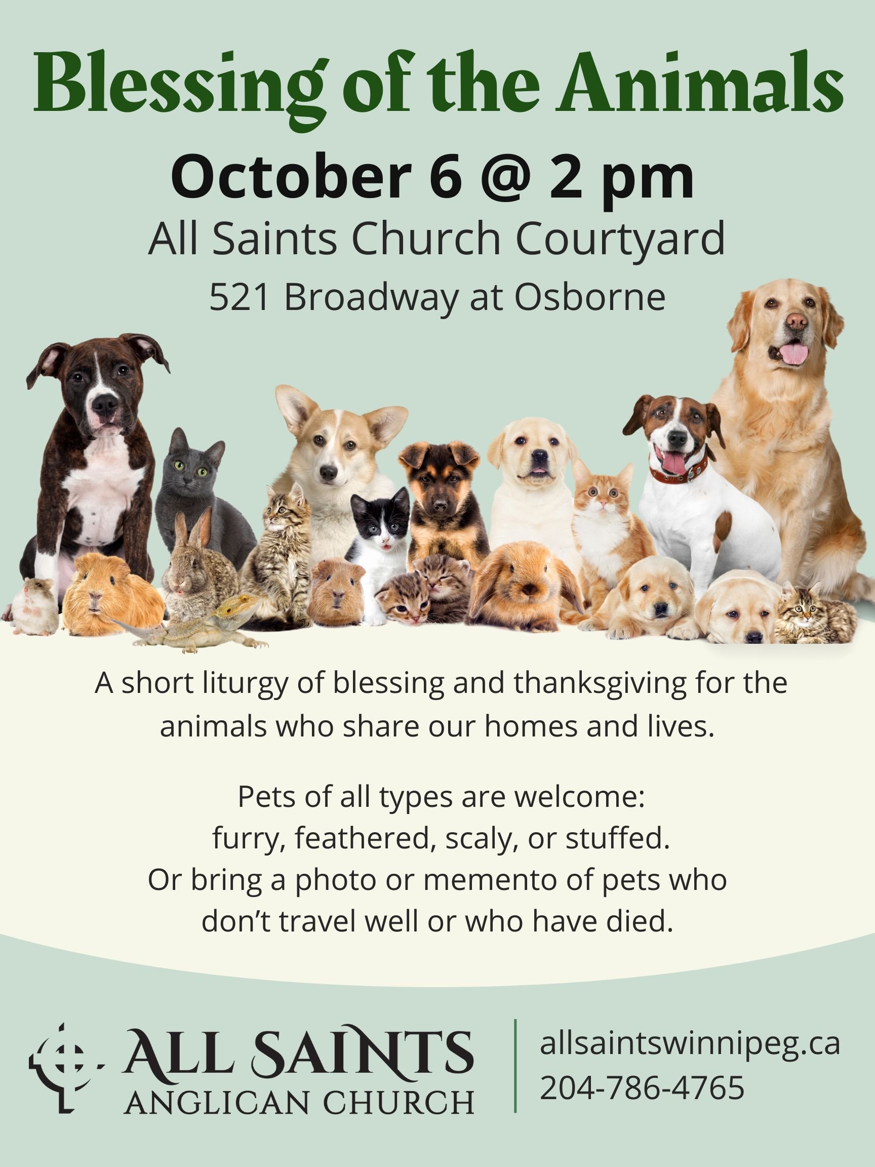 Blessing of the Animals – October 6, 2024, 2 pm — All Saints Anglican ...