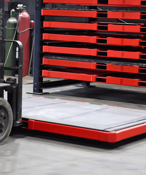 Sheet Metal Storage Racks Solve Floor Space Problems