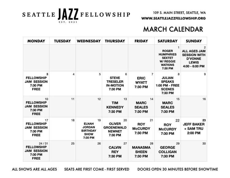 Events — Seattle Jazz Fellowship