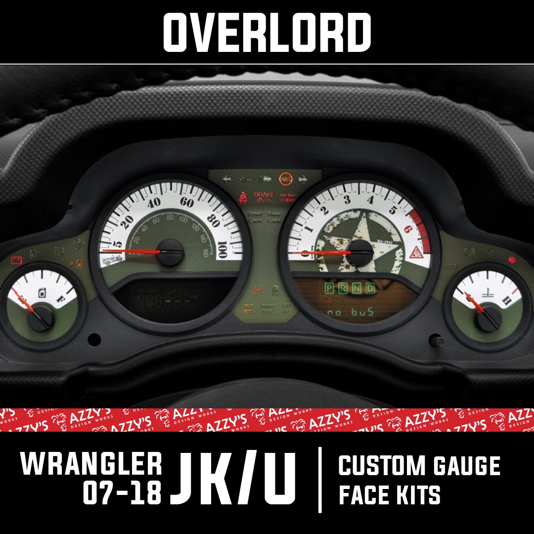 2007-2018 Wrangler JK/U - Gauge Face Kit - Overlord (Red) — Azzy's ...