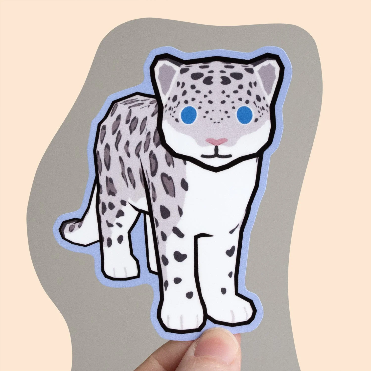 Standing Snow Leopard Glossy Vinyl Sticker — sneepsnorp3D