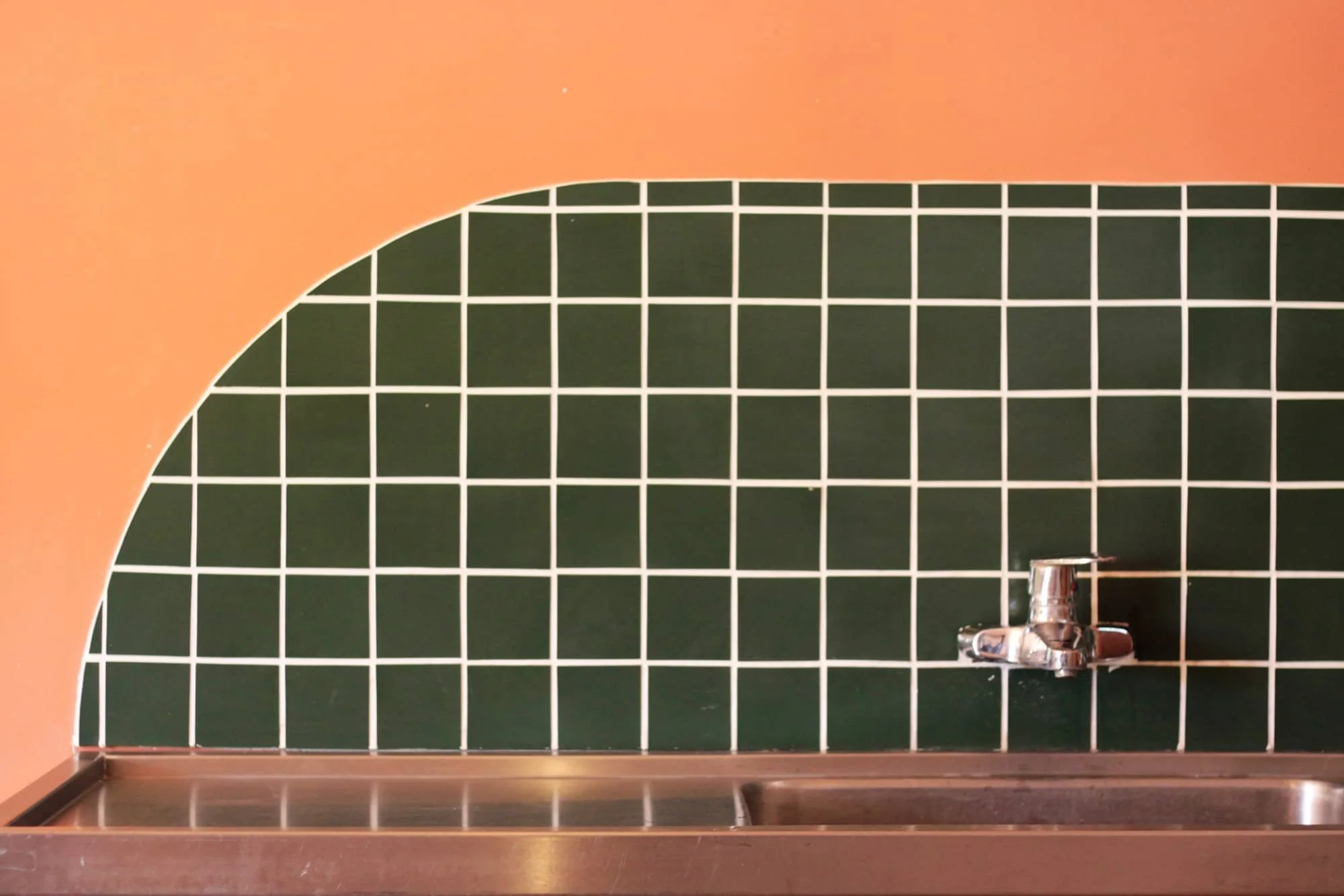 Rounded Edge Tile Green Unusual Handmade Geometric Modern — Superlinea