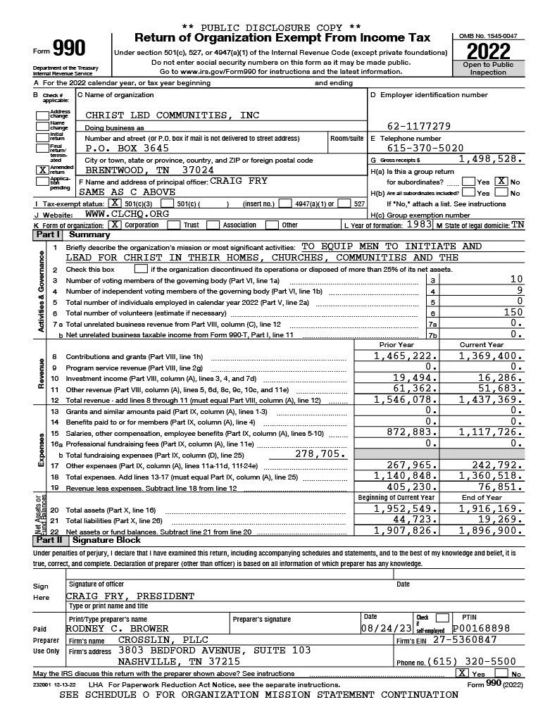 2022 Form 990 (IRS) — CLC