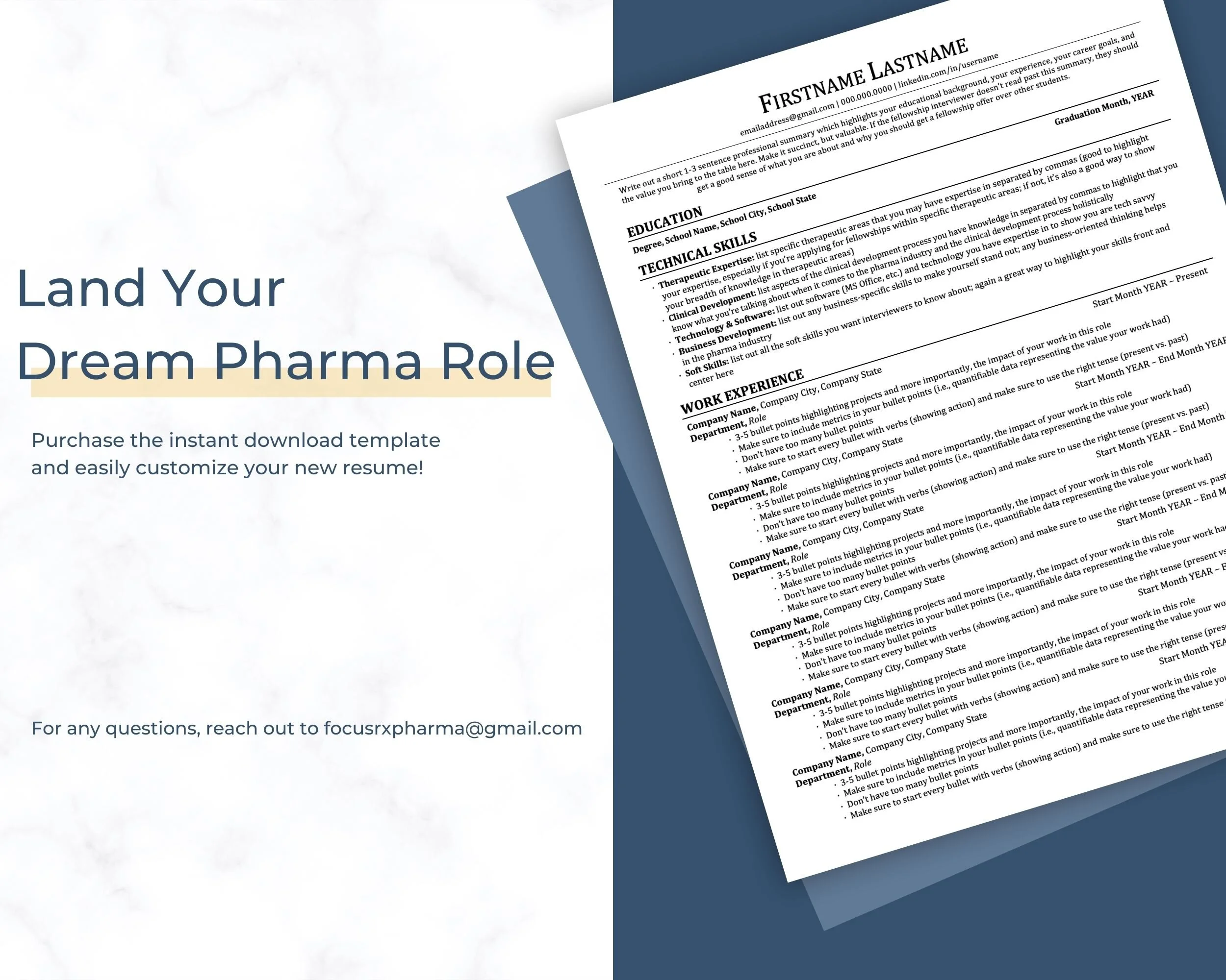 Pharmaceutical Industry Job Resume Template (entry level) — FocusRx ...