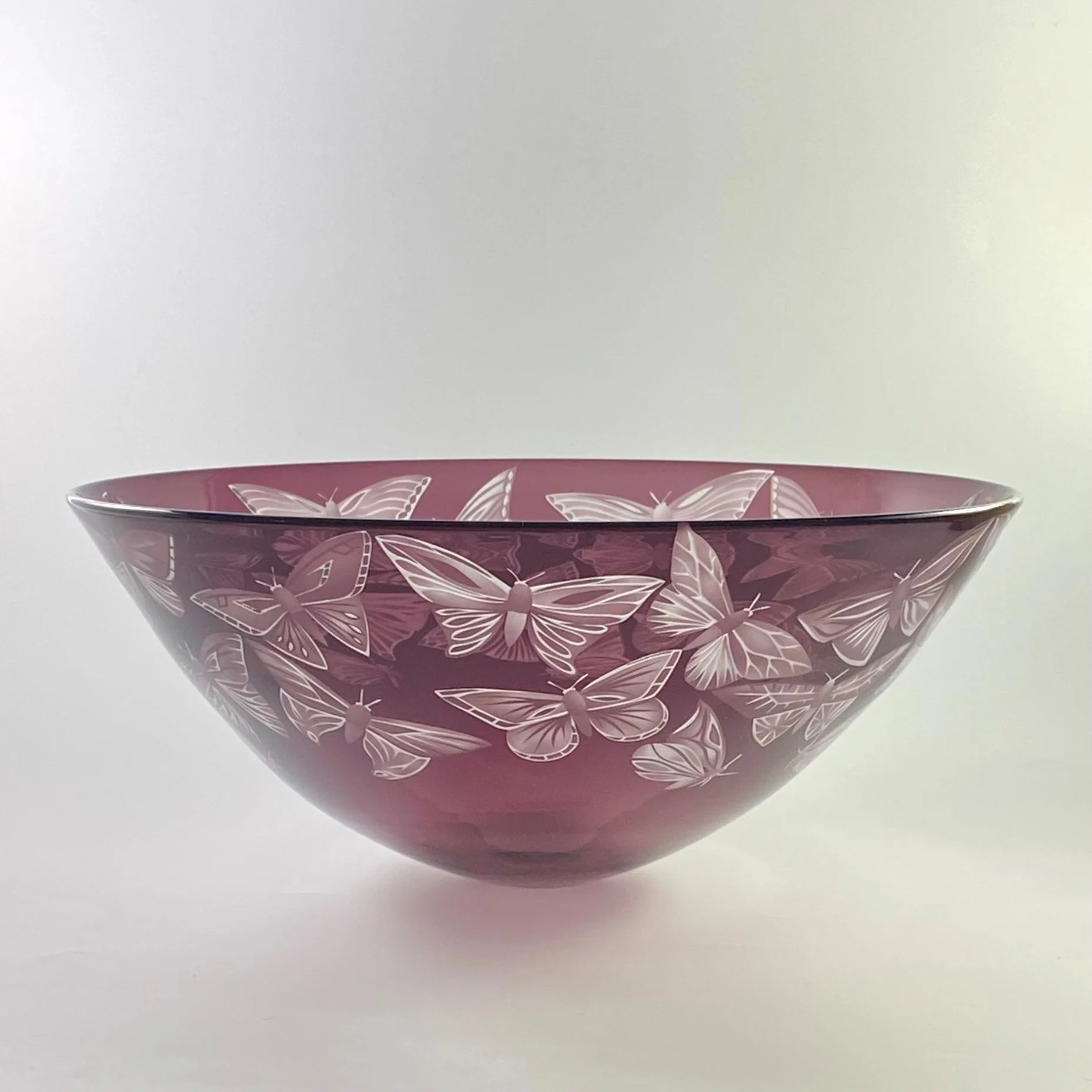 Amethyst crystal bowl decorated with butterflies by Julia Linstead ...
