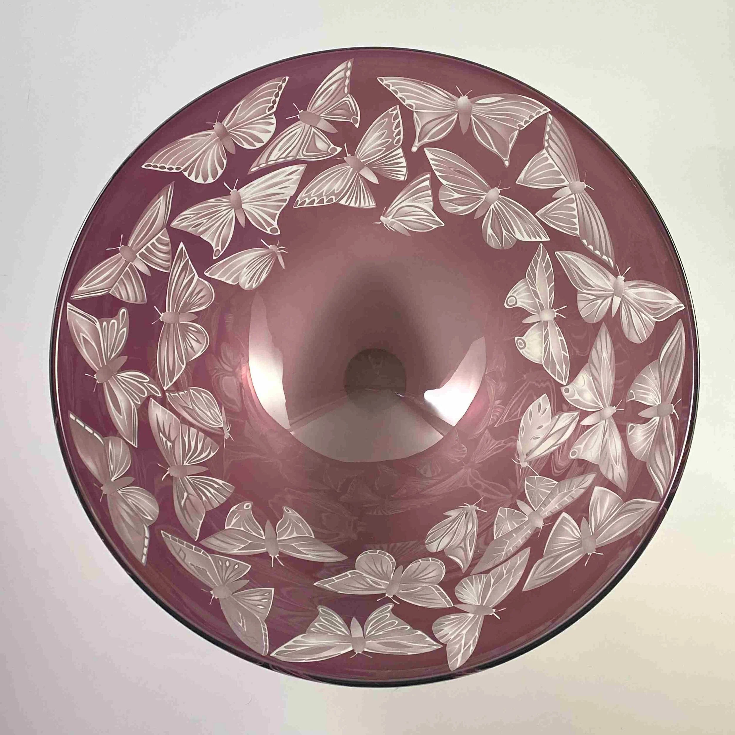 Amethyst crystal bowl decorated with butterflies by Julia Linstead ...