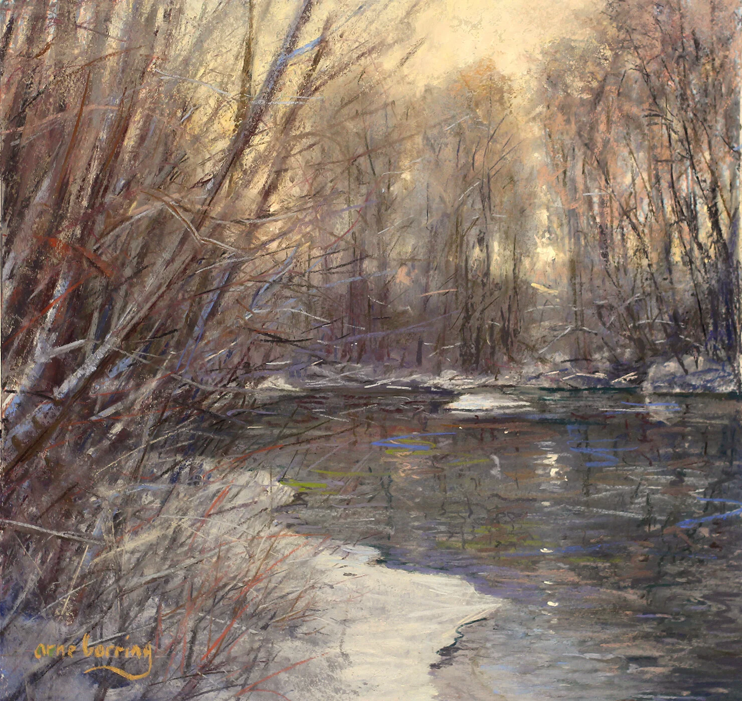 Lysakerelven / Lysaker river - 38 x 40cm - Pastel - Sold - 436 — Arne ...