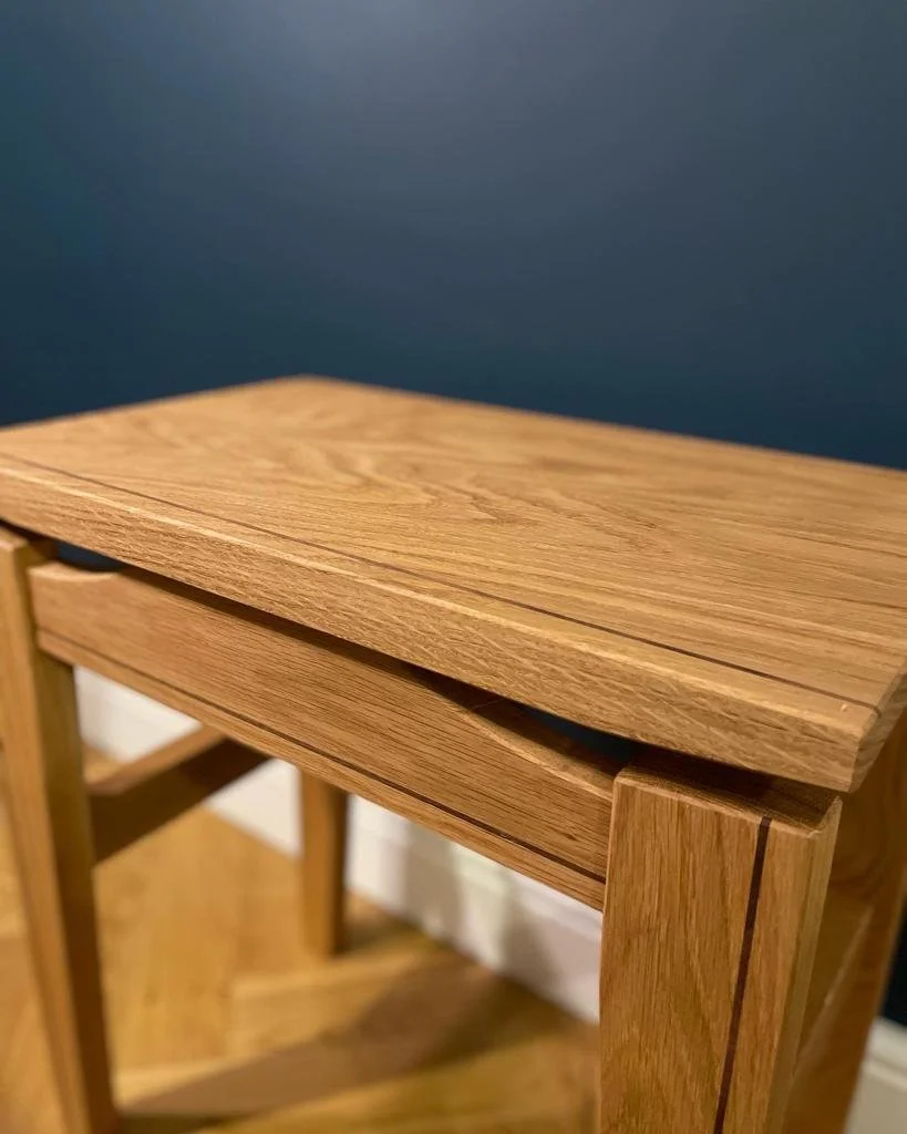 White Oak Sofa Table with Walnut Inlay — Ploutis Koumi Woodworking