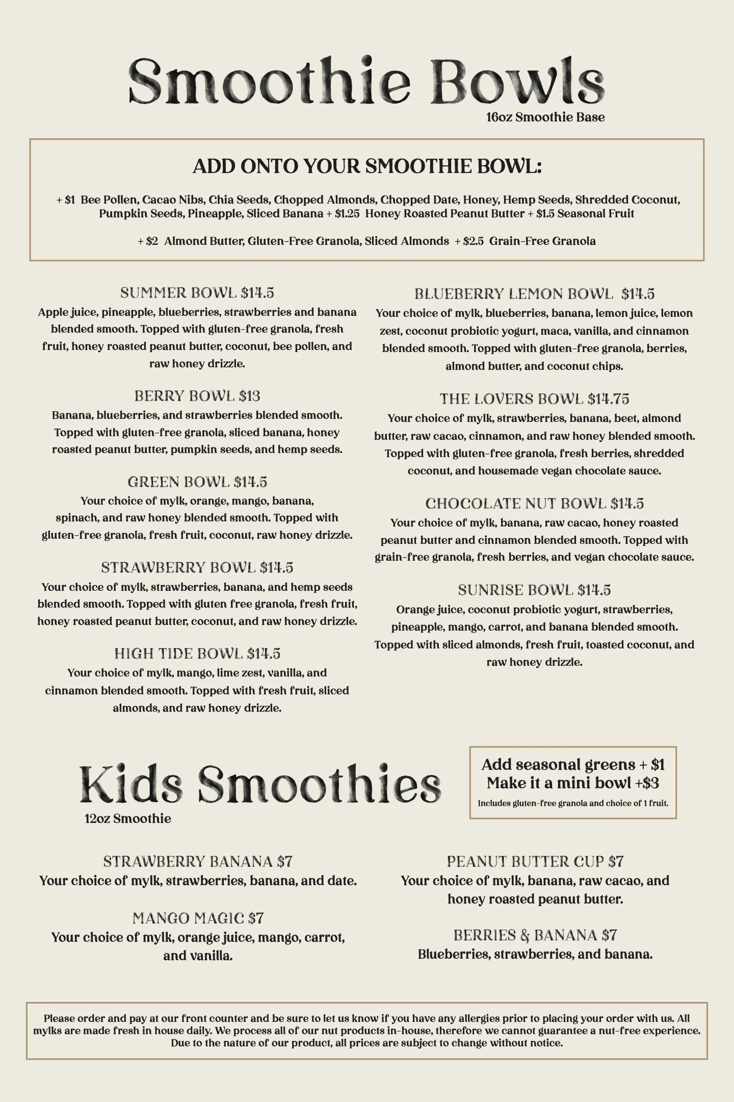 Store Menu's — Blake Orchard