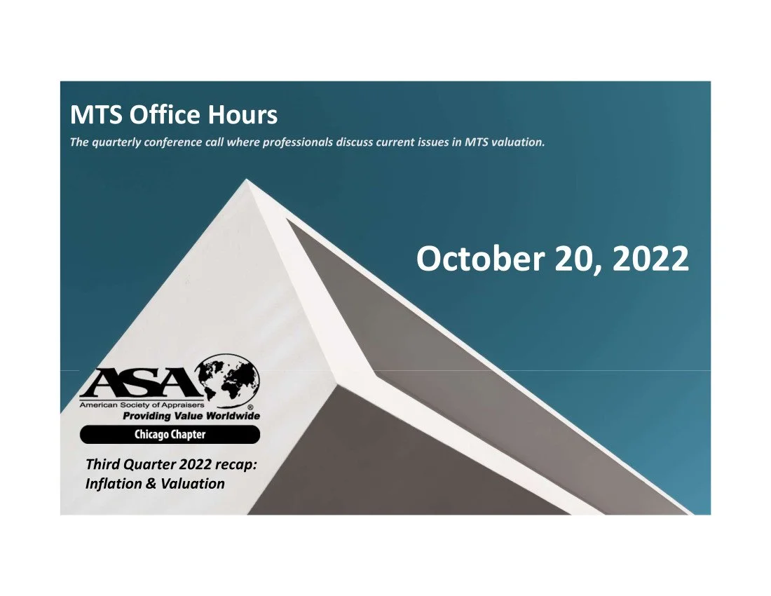 MTS Office Hours Q3 Inflation Valuation American Society Of