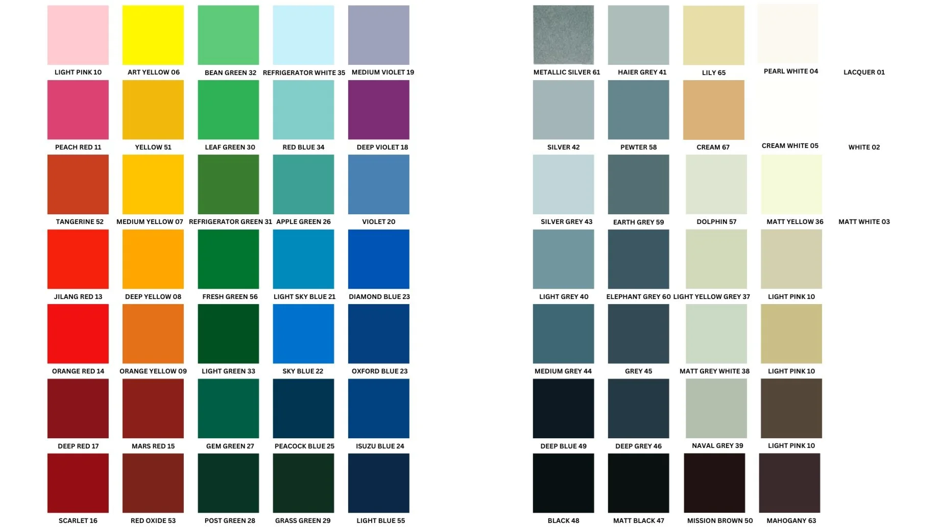 Spray Paint Color Catalogue — Additive Inn