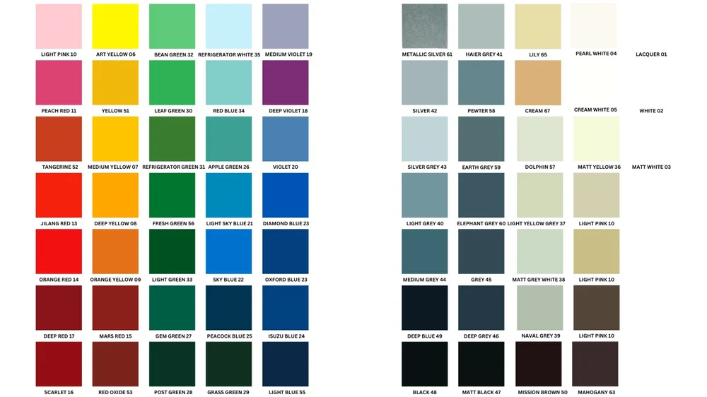 Spray Paint Color Catalogue — Additive Inn