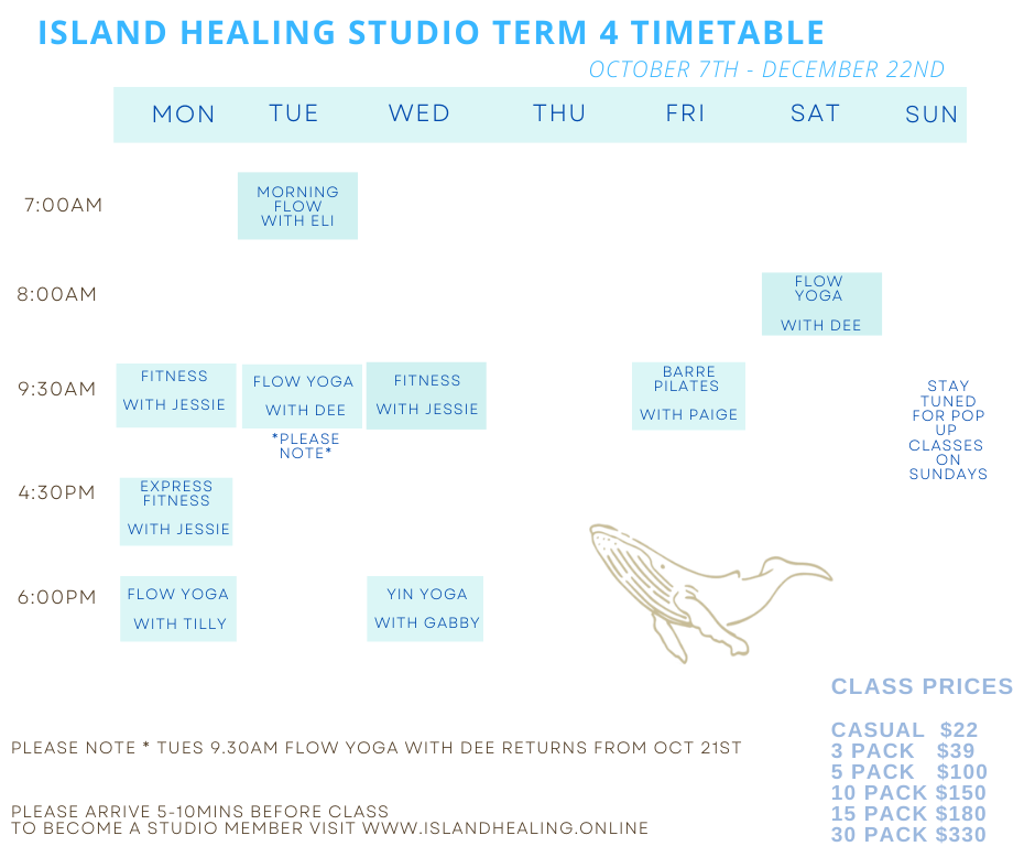 Studio Timetable — Island Healing