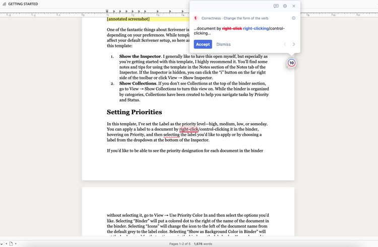 Unlock the power of Grammarly's spellcheck, editing, proofreading and AI tools within Scrivener ...