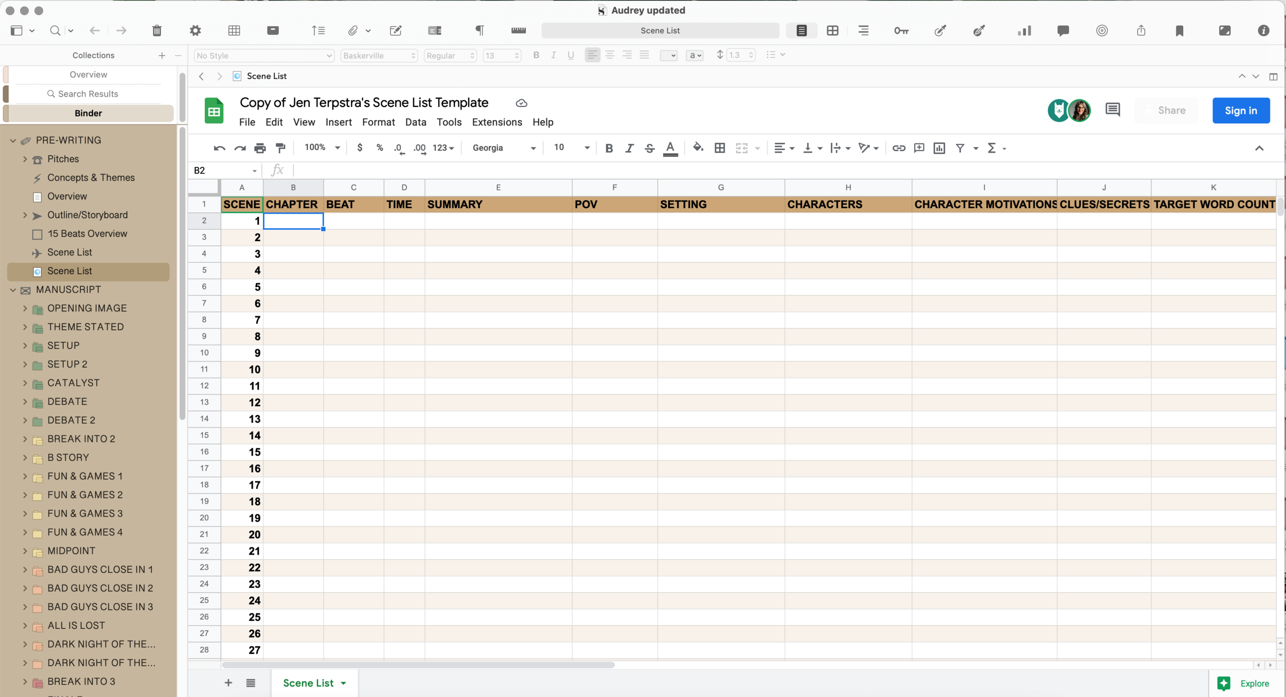 How to use Google Docs and Google Sheets directly within Scrivener — Jen Terpstra